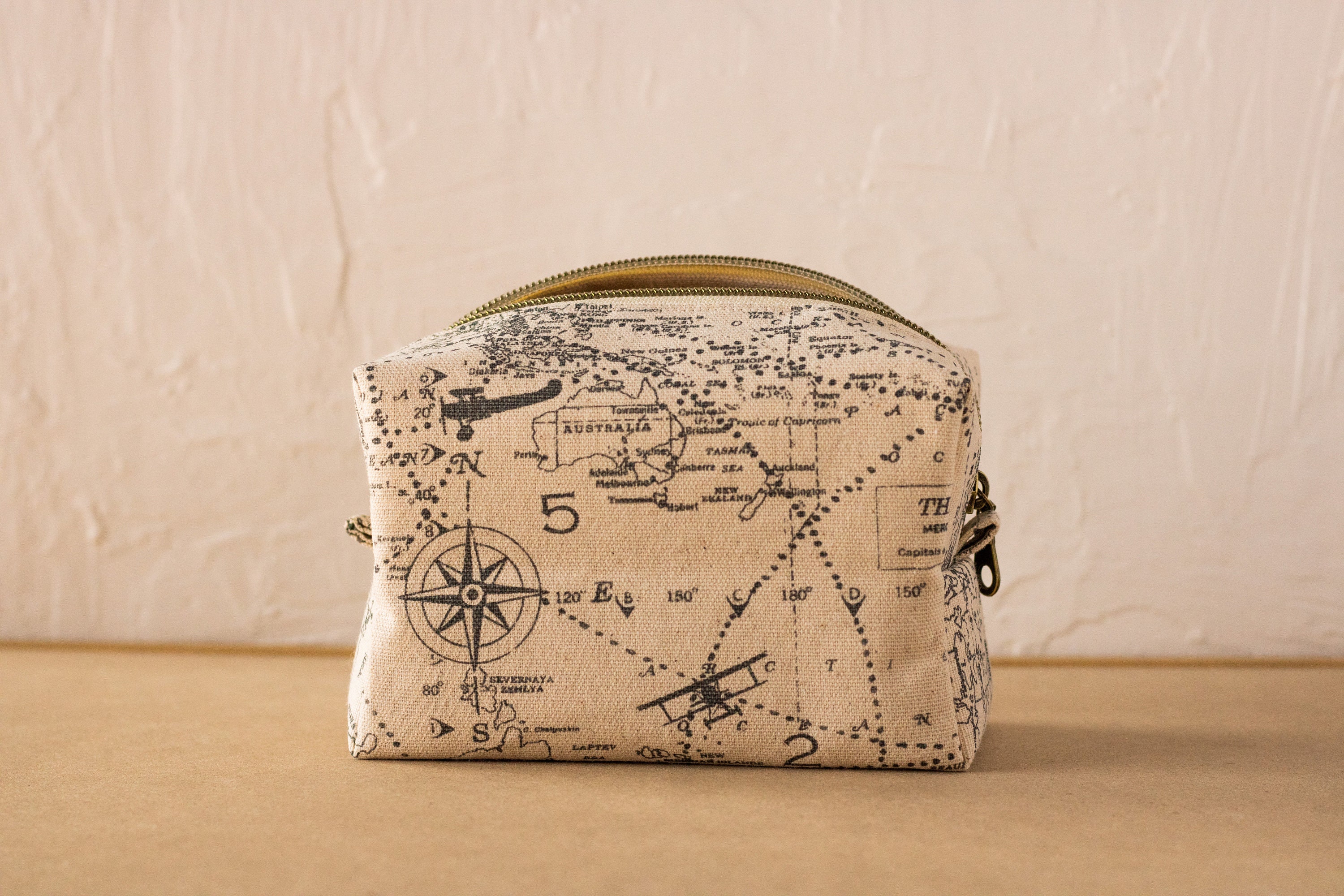 Travel Map Zipper Bag Boxy Bag Makeup Pouch Travel Bag - Etsy