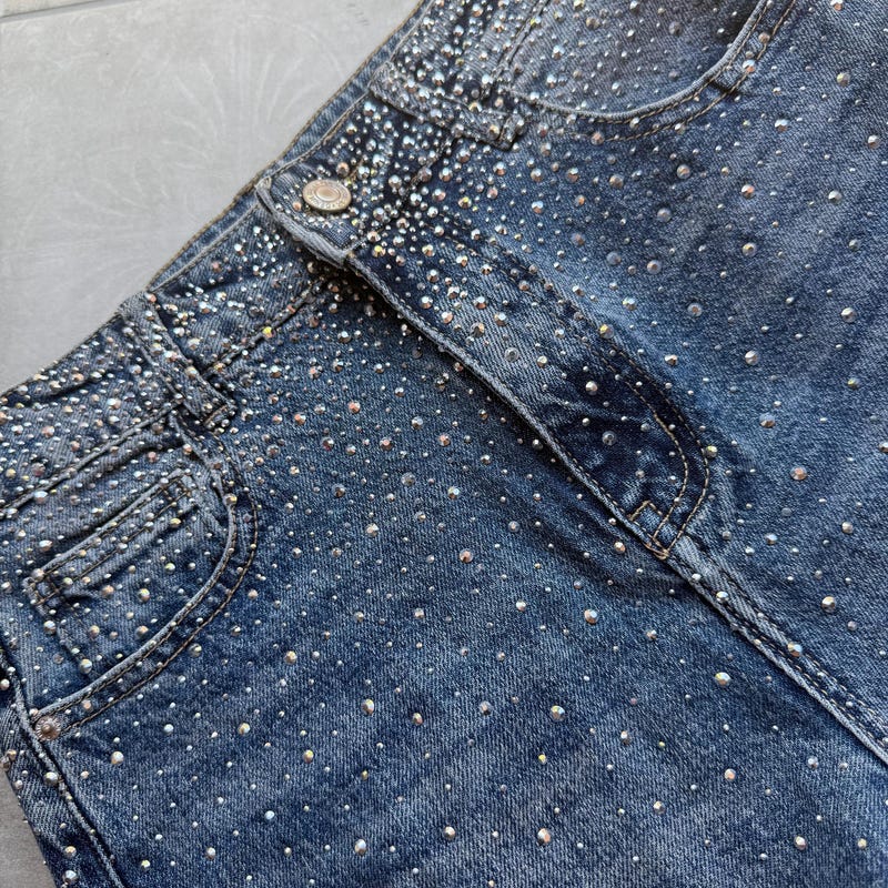 Glitter Rhinestone Jeans - Etsy