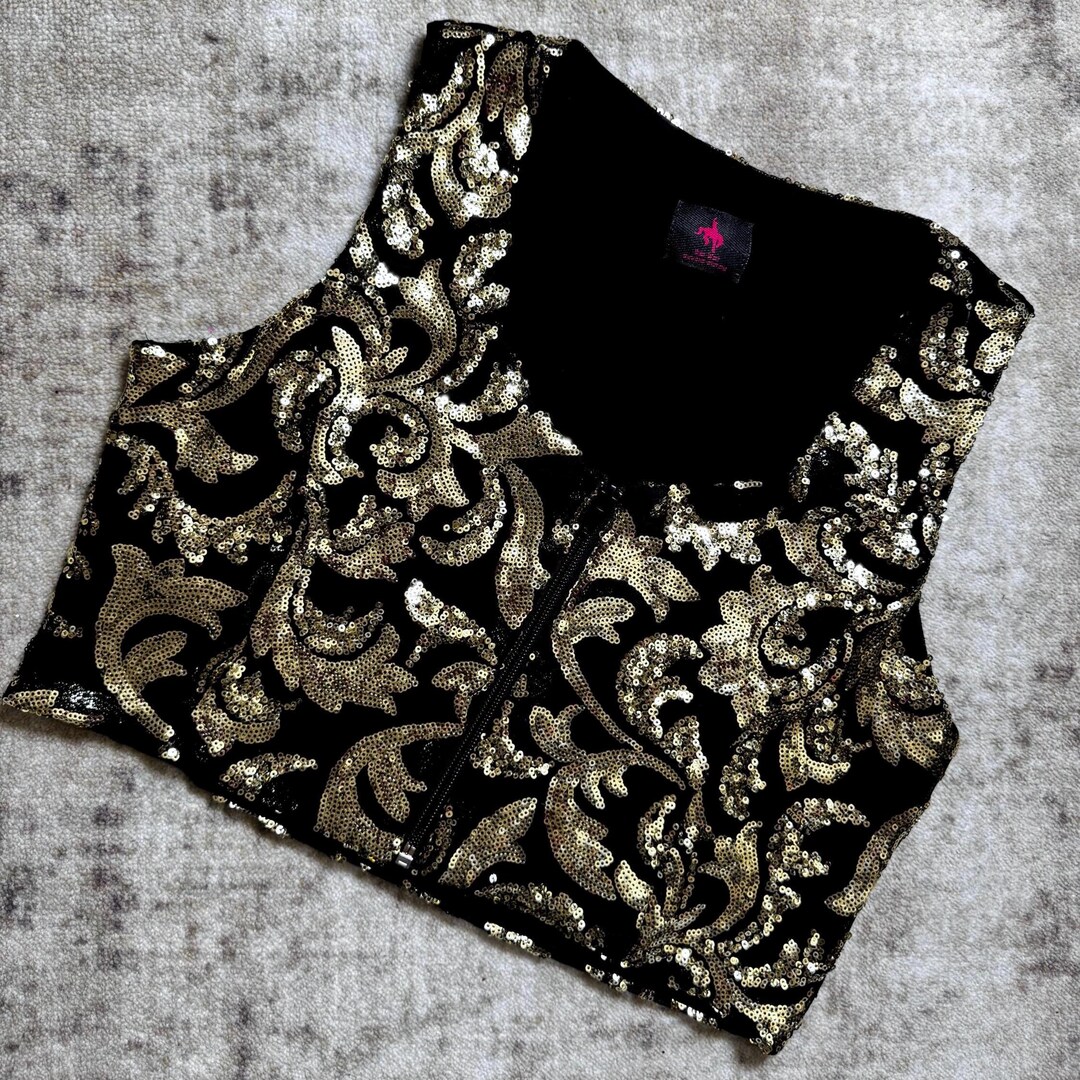 Western Show Vest - Weste Cowgirl Show Shirt Gold Baroque With Sequins ...