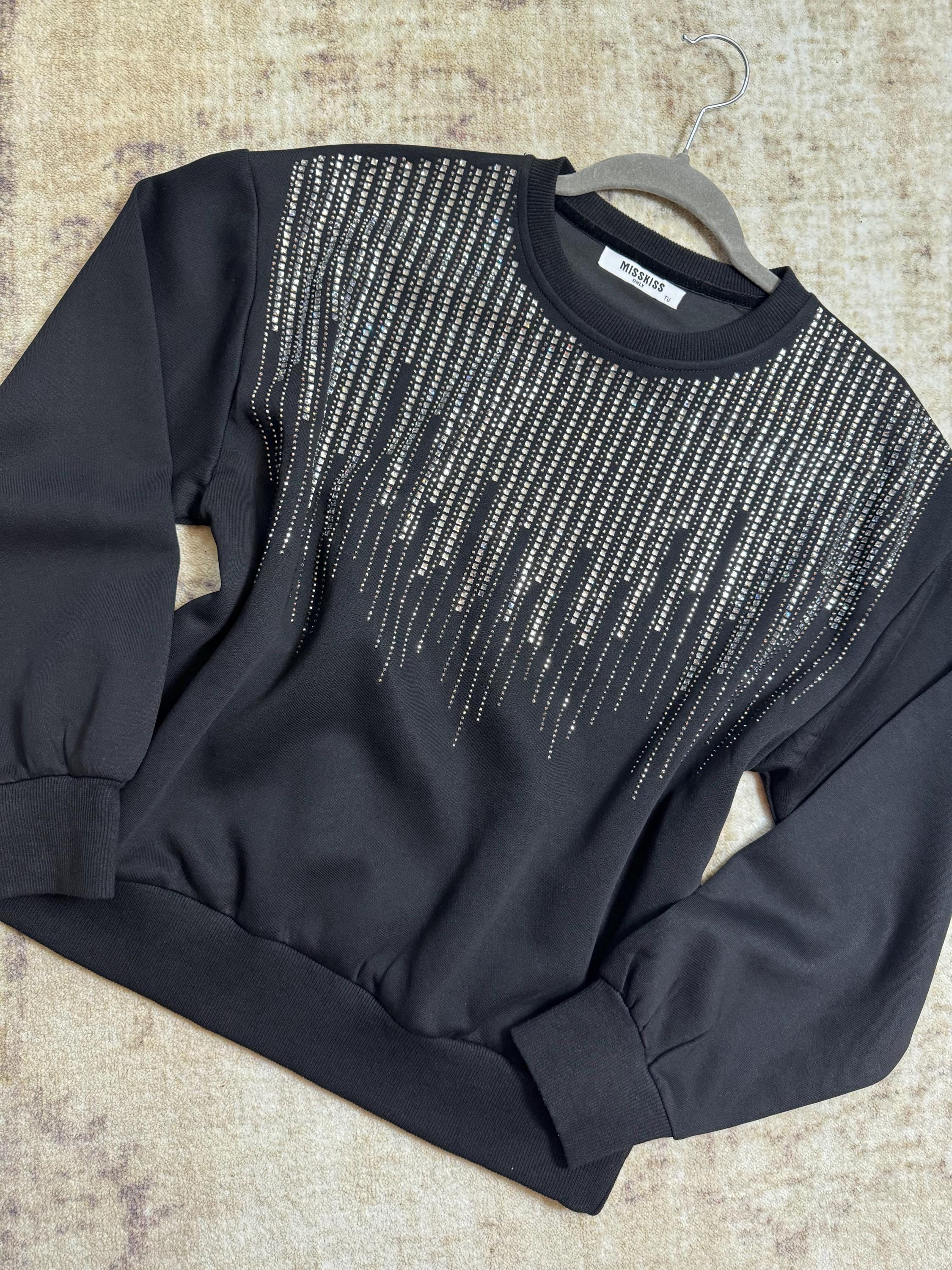 Hoddie Black Rhinestone Jacket Bling Bling Glitter - Etsy