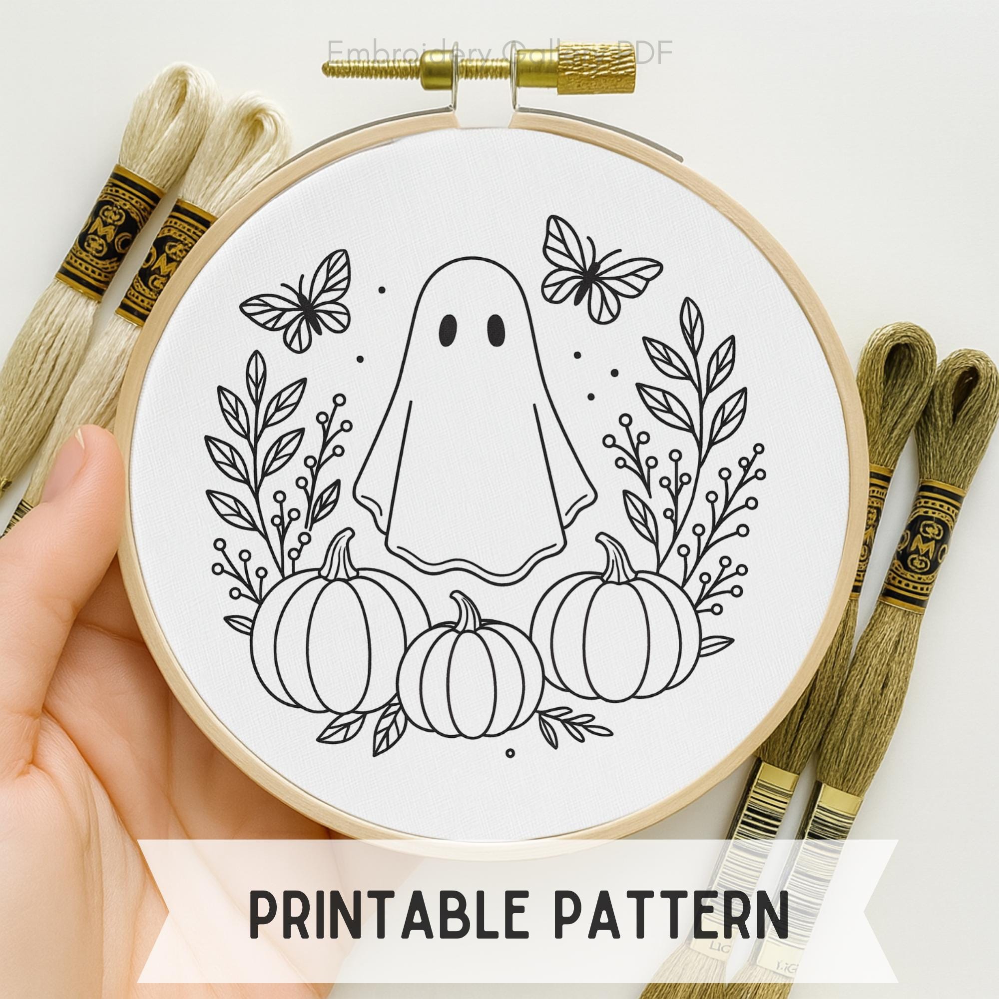 Autumn Ghost Embroidery Pattern, Boho Fall Decor, Harvest Craft (PDF ...