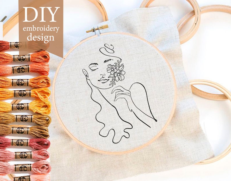 Woman Embroidery Pattern - PDF Digital Download - One Line Drawing - Etsy