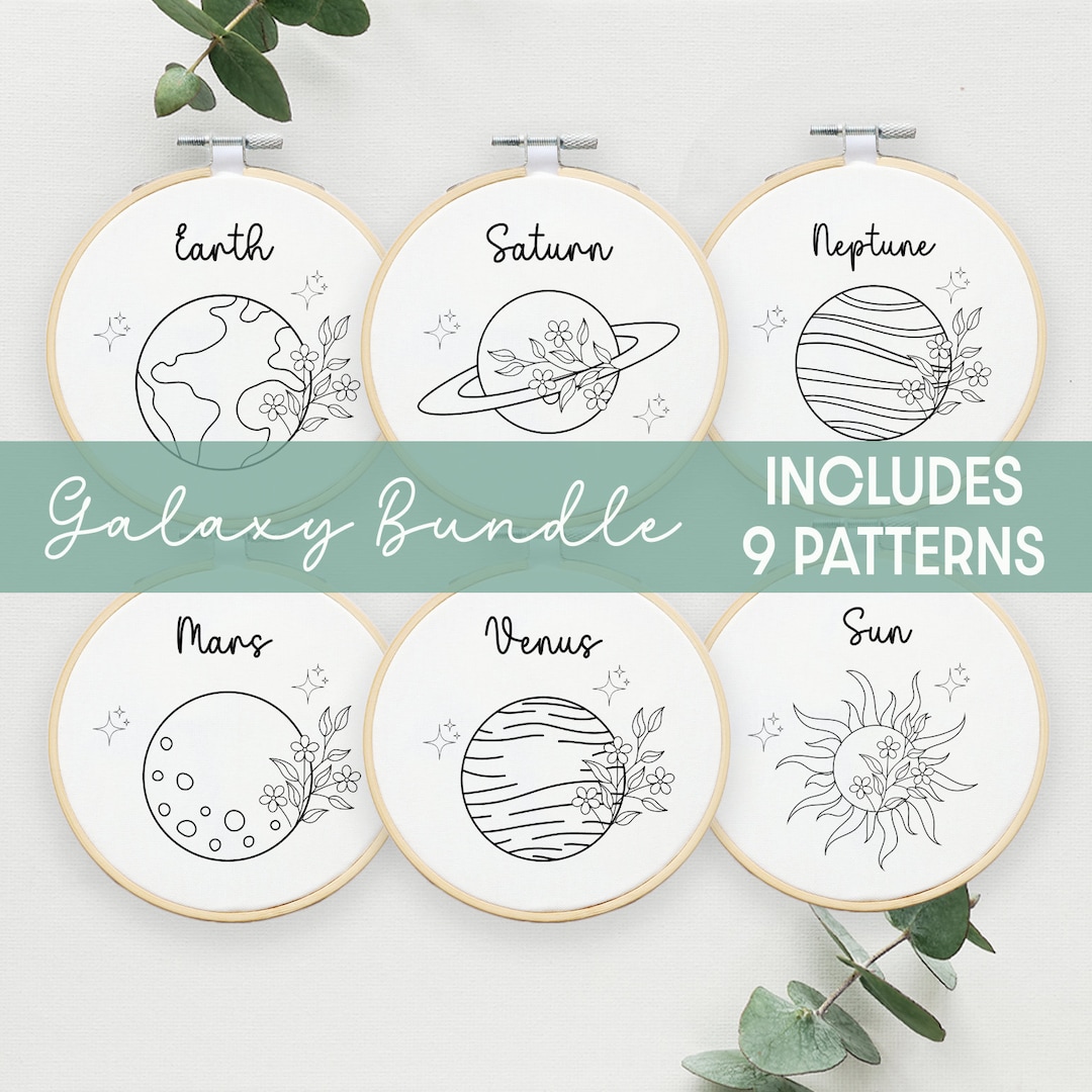 Planets Hand Embroidery, Cosmic Embroidery, Beginner Friendly, Solar ...