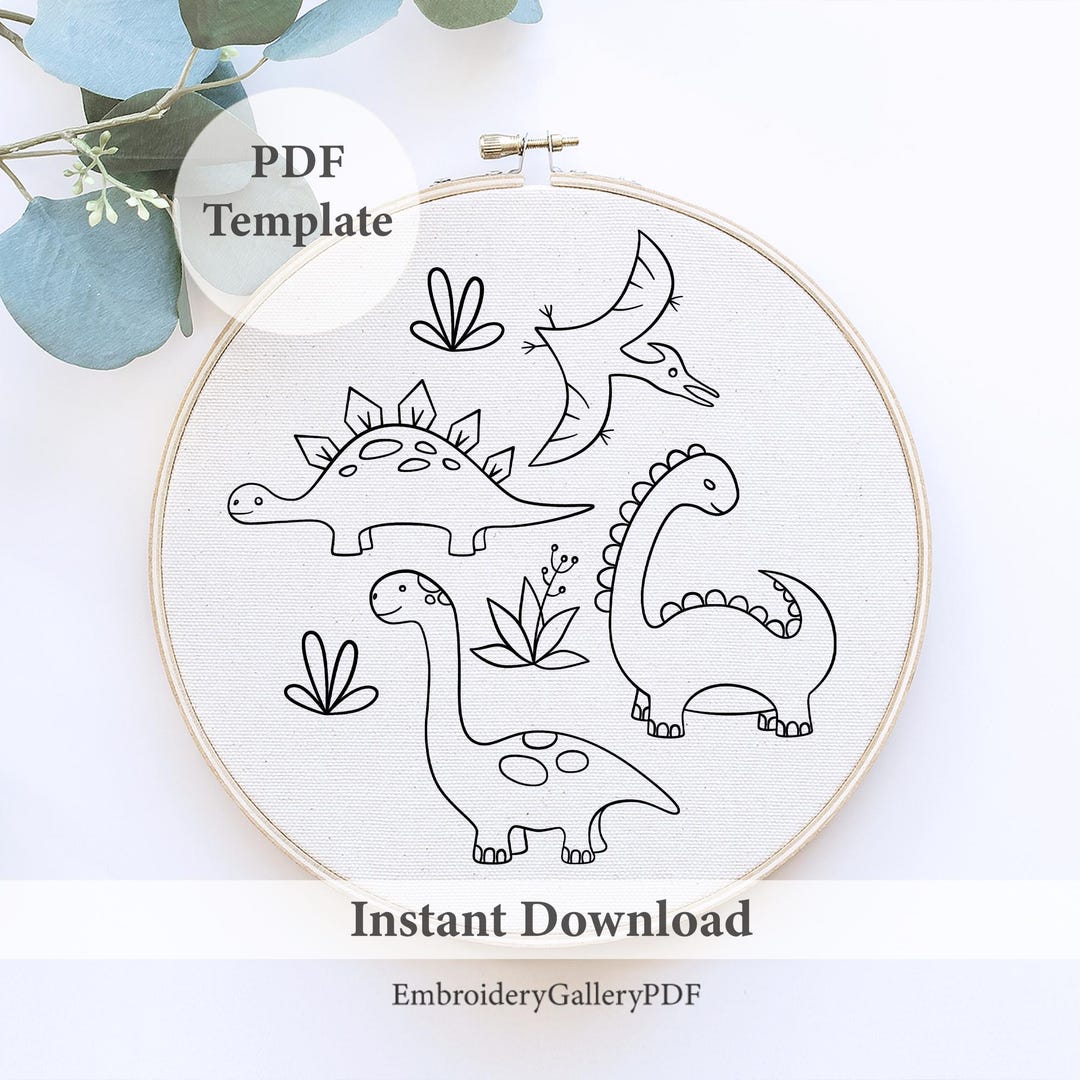 Dinosaur Hand Embroidery Pattern, Dino Needlework (PDF Pattern) - Etsy