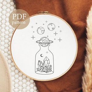 Galaxy Embroidery Pattern, Universe Embroidery, Planets Embroidery ...