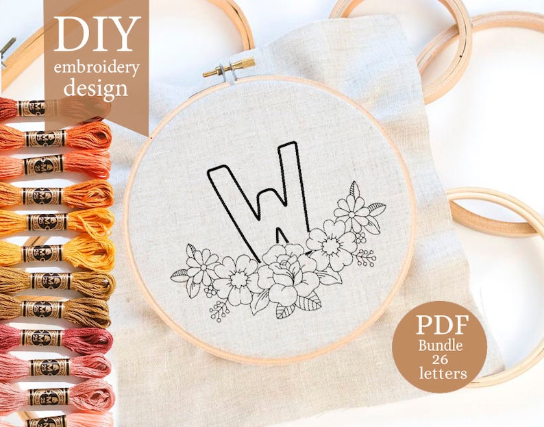 Alphabet Letter Hand Embroidery Pattern Digital PDF Download - Etsy