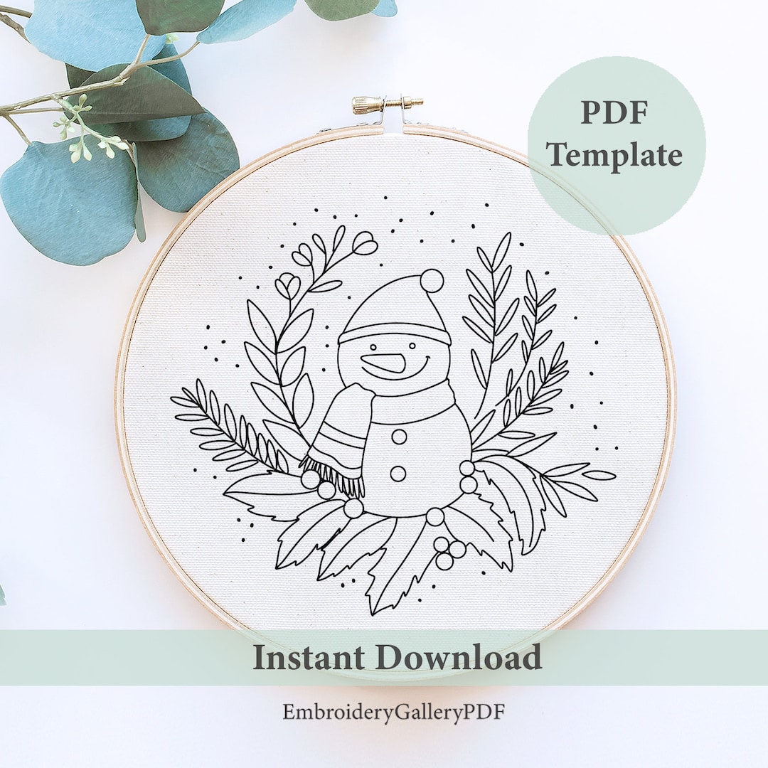 Winter Snowman Embroidery Pattern, Christmas Decor, Embroidery Design ...