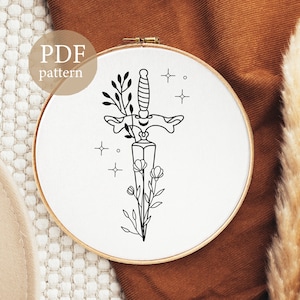 Floral Dagger Embroidery, Weapon Embroidery, Daggers Fantasy Embroidery ...