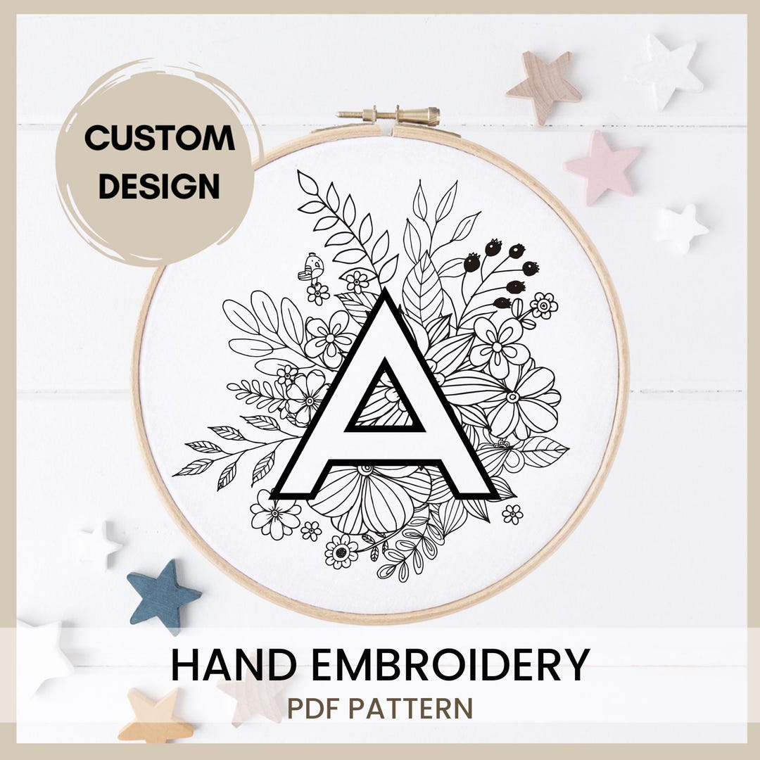 LETTER Embroidery PDF Pattern Letter Embroidery, Initial Embroidery ...