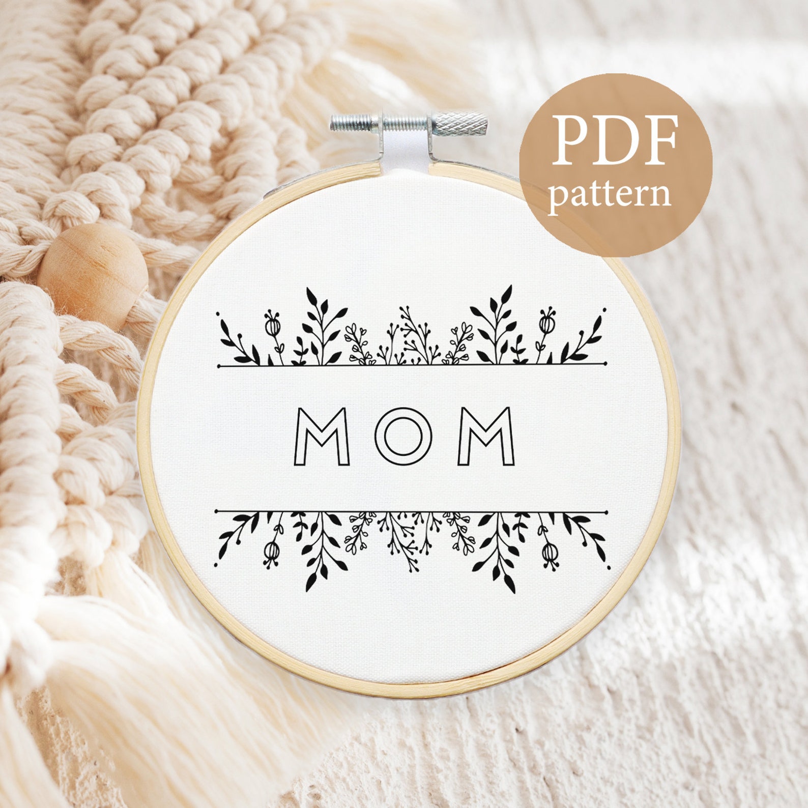 Digital PDF Pattern Mom Embroidery Design Floral Hand - Etsy