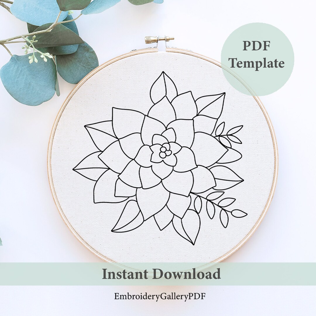 Succulent Embroidery Pattern, Modern Embroidery, Botanical Embroidery ...