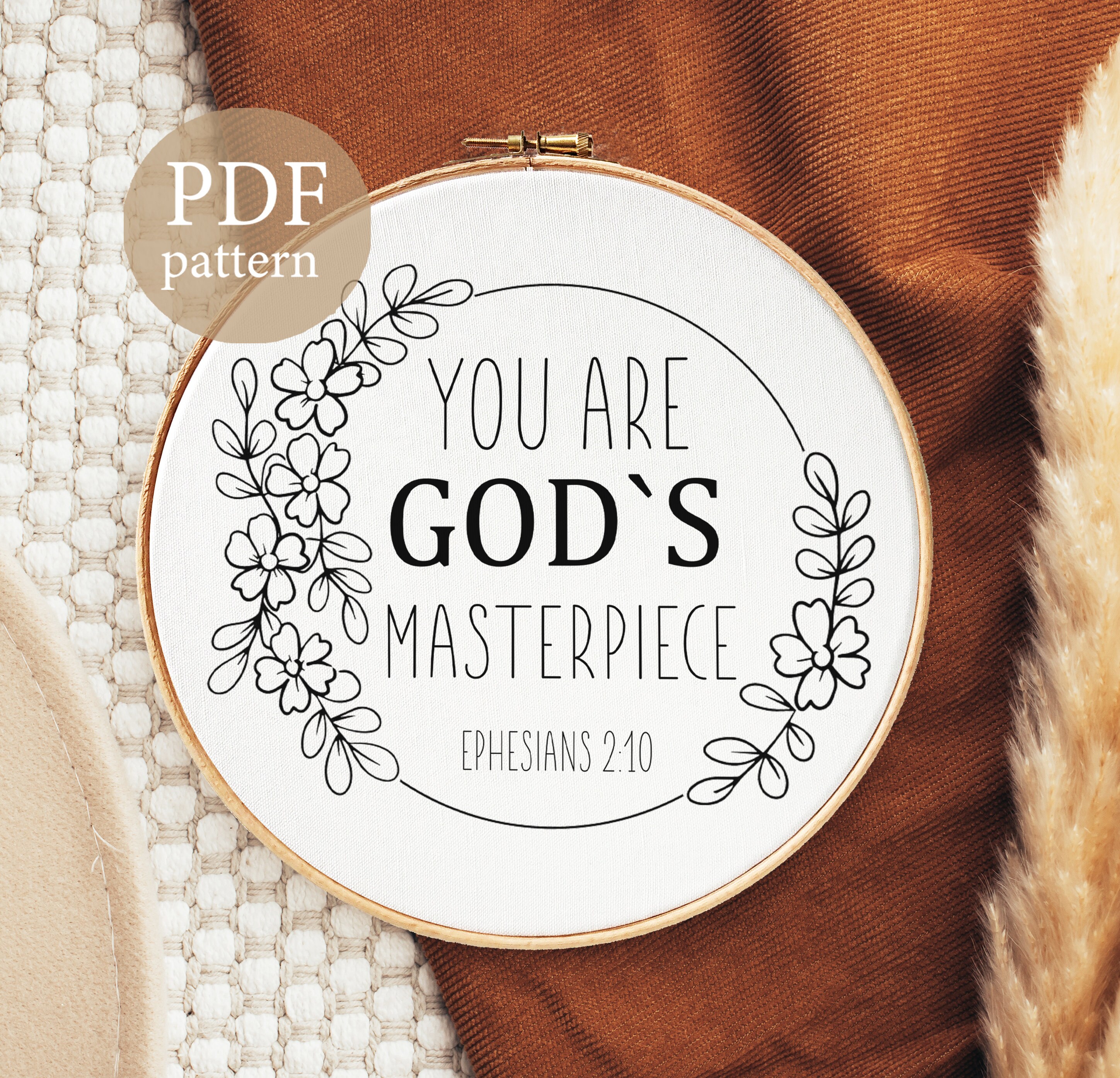 God's Masterpiece Embroidery Pattern: Christian Verse Decor, Hoop Art ...