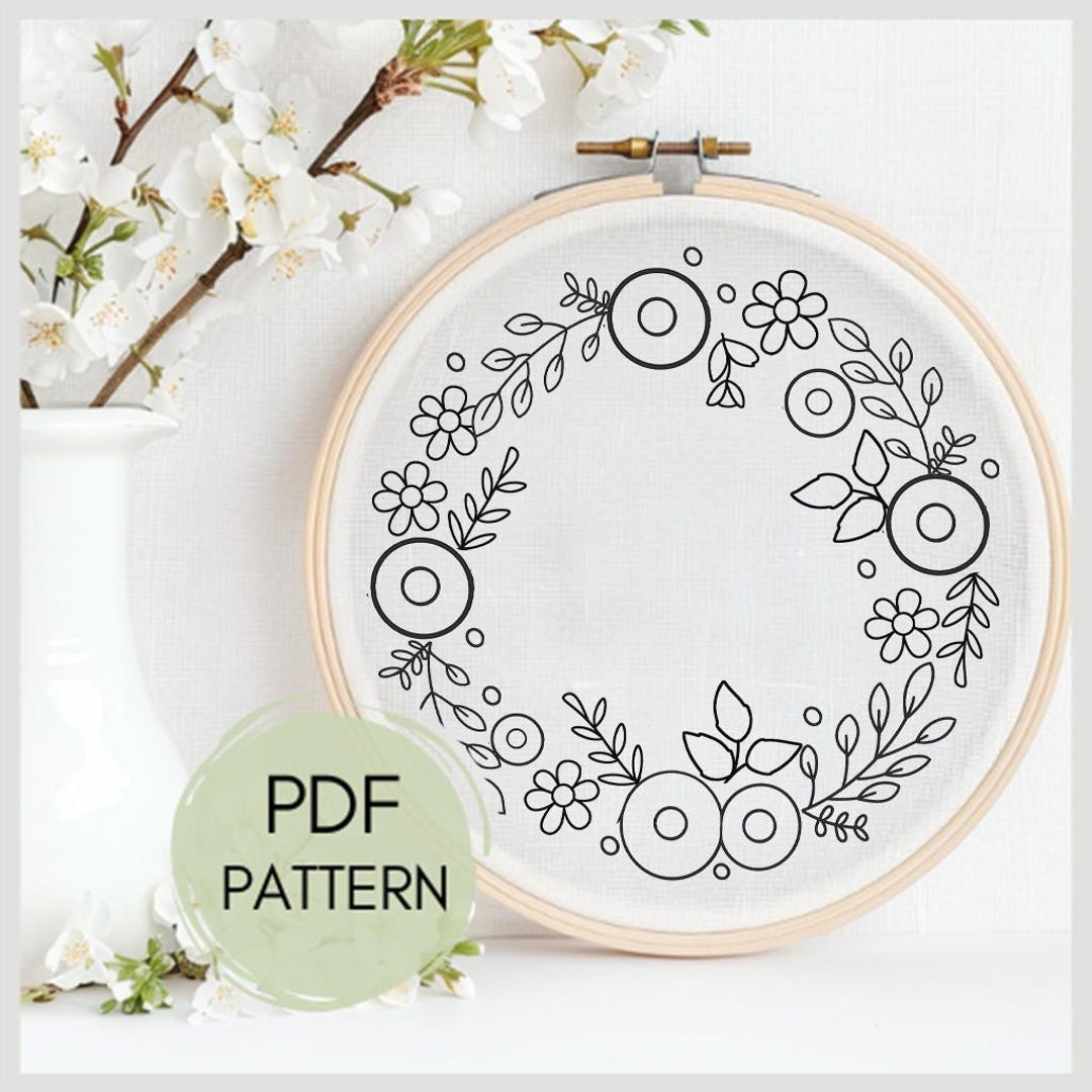 Wreath Embroidery Pattern, Flower Pattern, Hand Embroidery Pattern ...