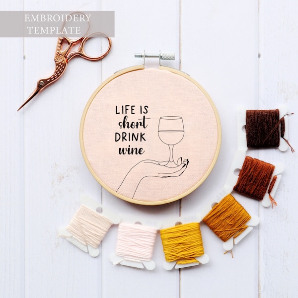 Wine Embroidery - Etsy