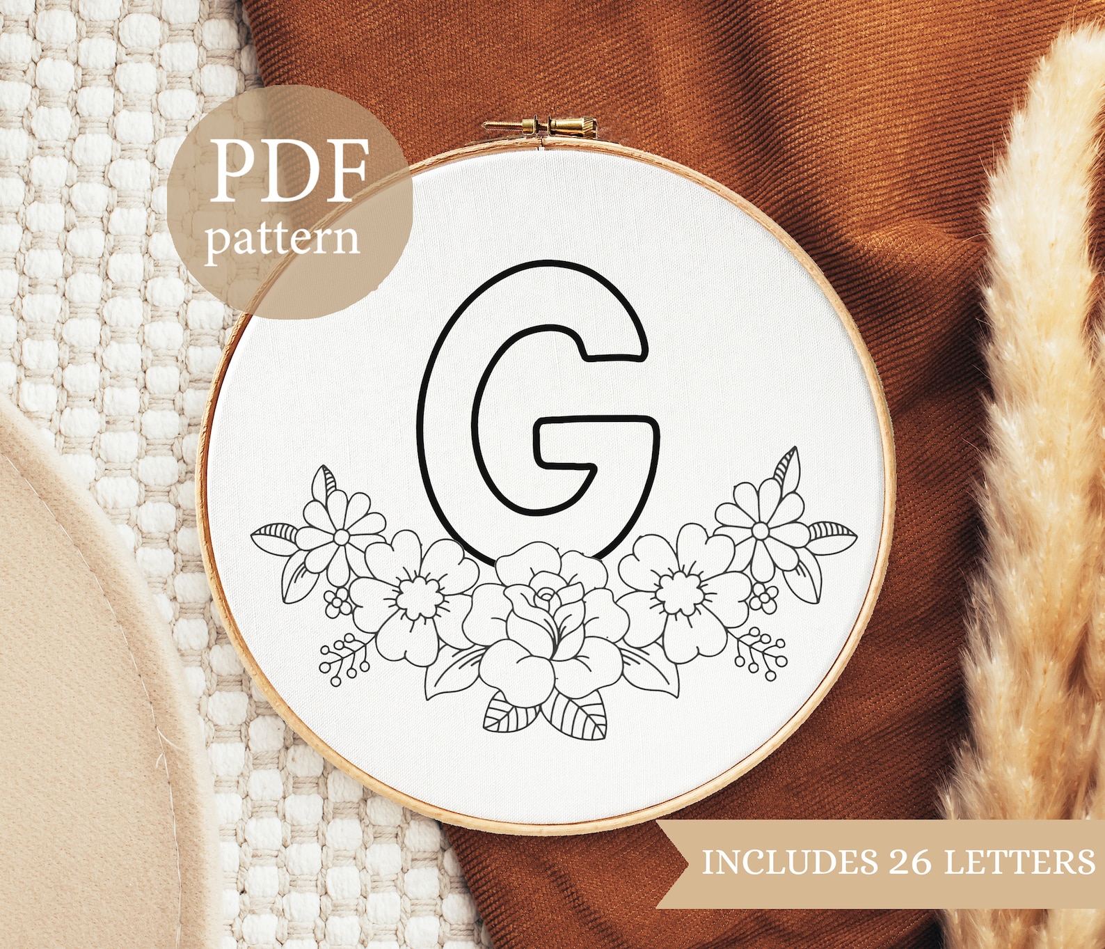 Alphabet Letter Hand Embroidery Pattern Digital PDF Download - Etsy
