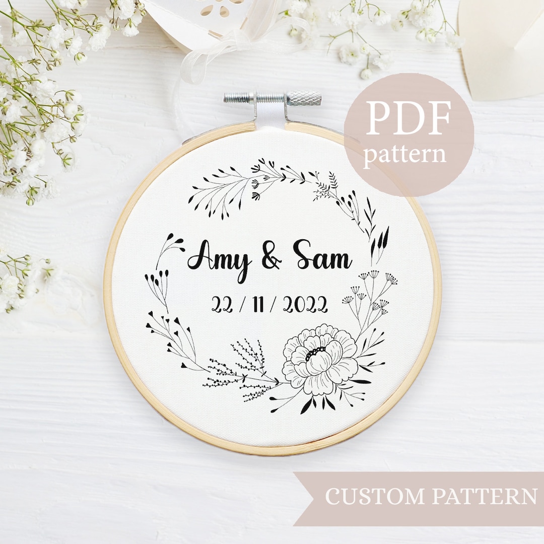 Wedding Embroidery Pattern, Hand Embroidery Pattern, Mr & Mrs, Wedding ...