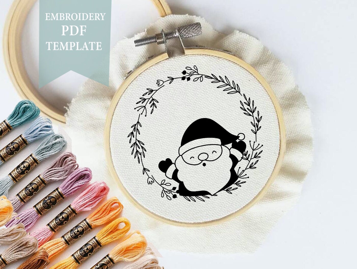 Santa Claus Hand Embroidery Printable Pattern Christmas - Etsy