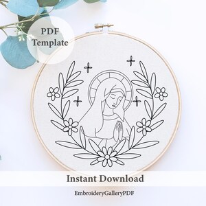 Virgin Mary Embroidery Pattern: Spiritual DIY Art (PDF Downloadable ...