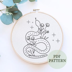 Snake Embroidery PDF Pattern Snake and Moon Embroidery - Etsy