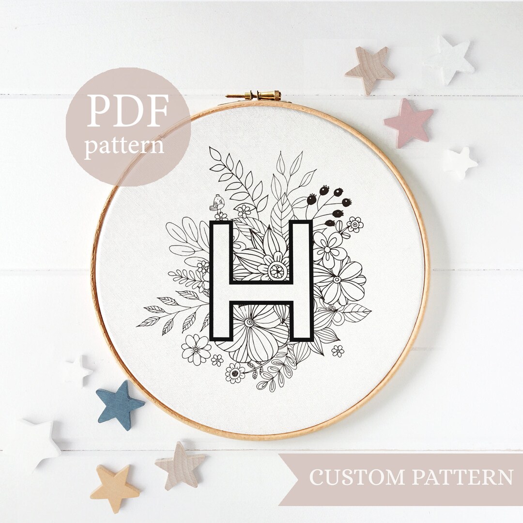 LETTER Embroidery PDF Pattern - Letter Embroidery, Initial Embroidery ...