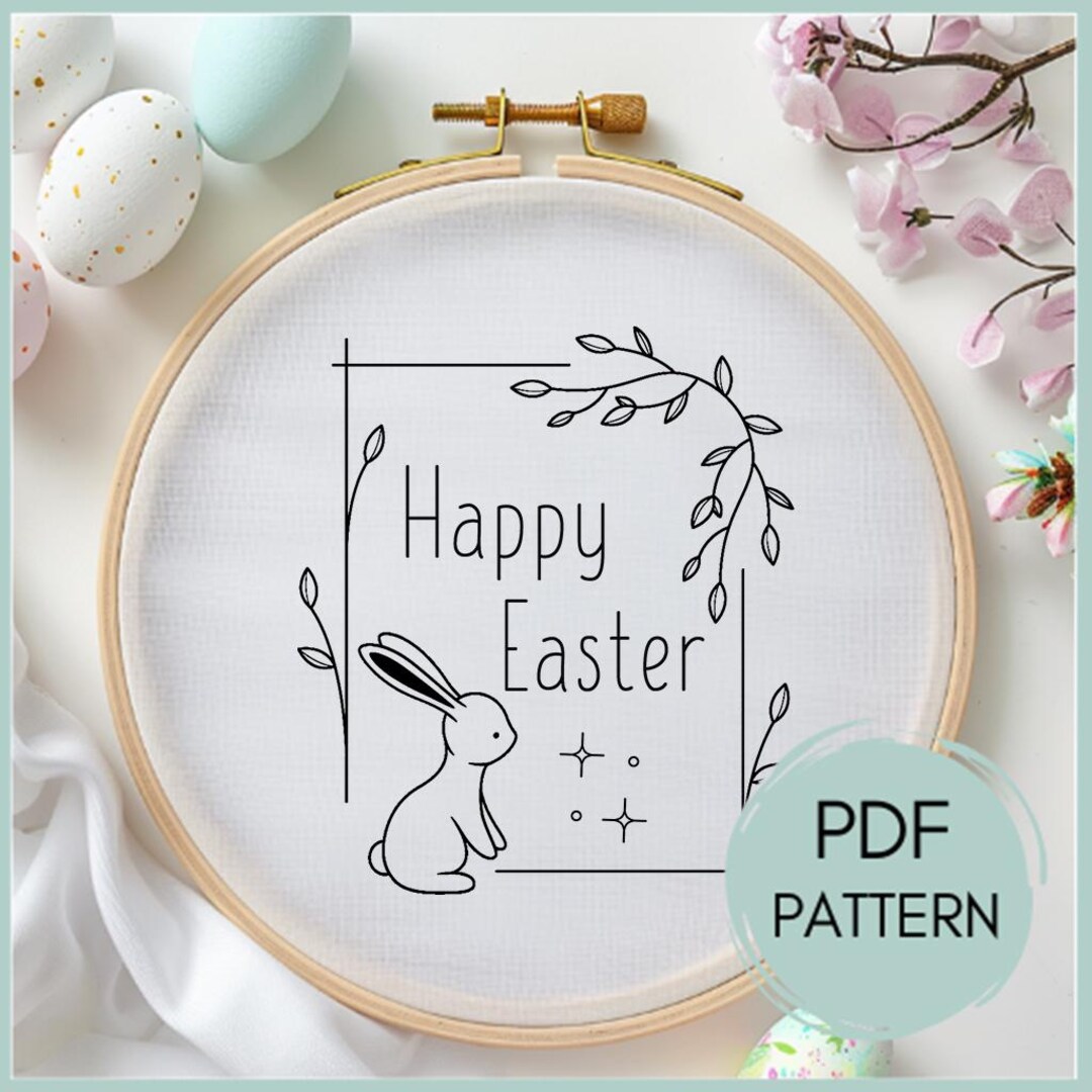 Little Bunny, Hand Embroidery PDF Pattern, Instant Digital Download ...