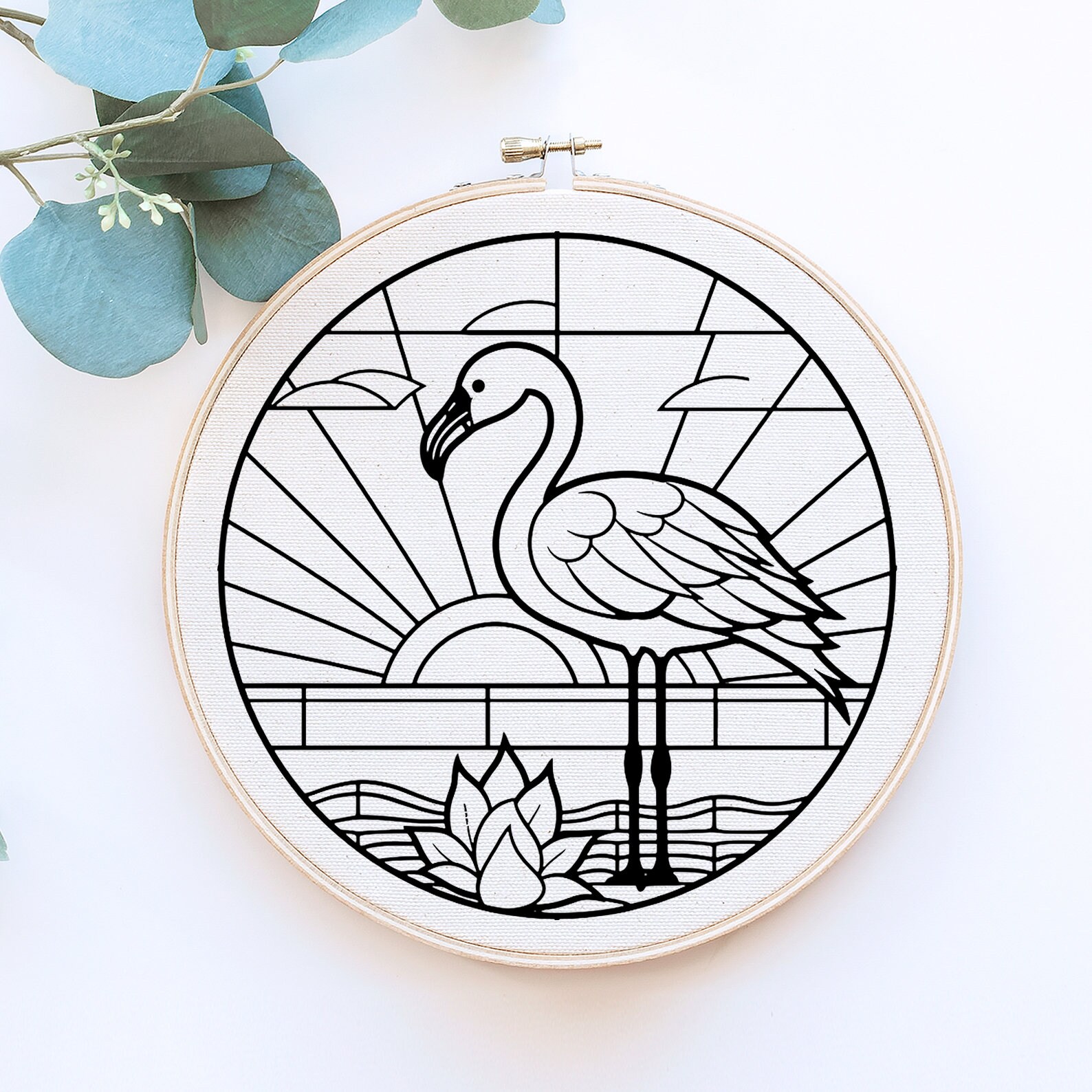 Flamingo Hand Embroidery Pattern: Stained Glass Style (PDF Download) - Etsy