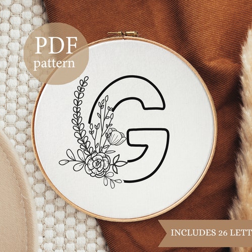 Floral Alphabet Letter L Initial Embroidery PDF Pattern - Etsy