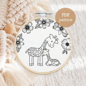 Giraffe Embroidery, DIY Craft, Hand Embroidery Pattern, Hoop Art ...