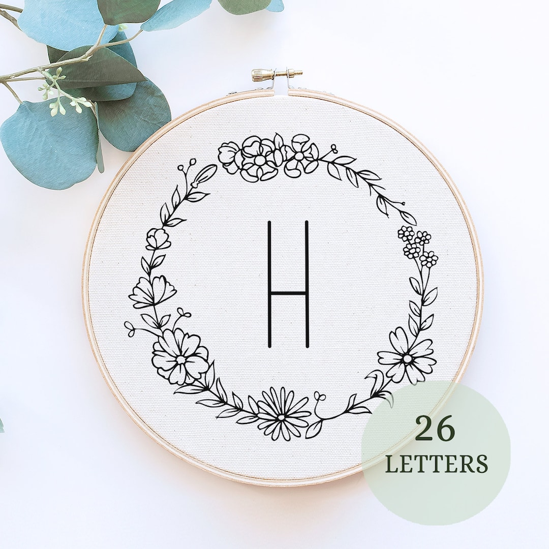 Alphabet Monogram Hand Embroidery Pattern Pdf Sun and Moon - Etsy
