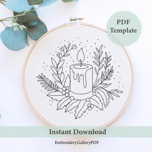 Candle Hand Embroidery Pattern: Christmas Winter Decor (PDF Pattern) - Etsy