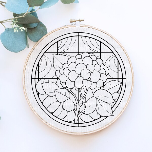Hydrangea Stained Glass Pattern - Etsy