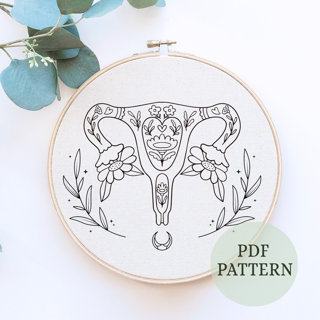 BLOOMING UTERUS, Human Anatomy, PDF Hand Embroidery, Uterus Embroidery ...