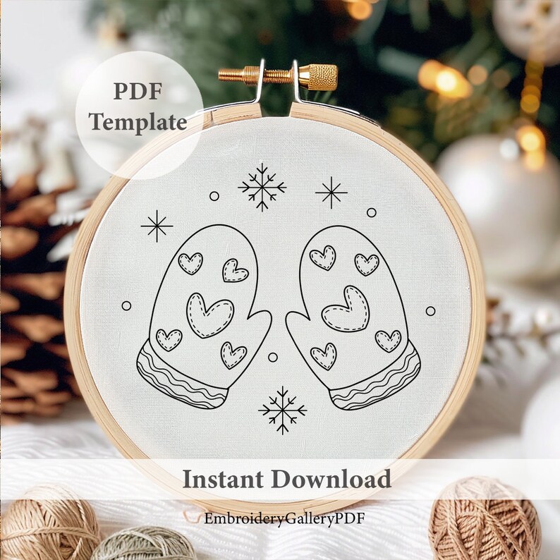 Winter Mittens Embroidery Pattern, Festive Christmas Design (PDF ...