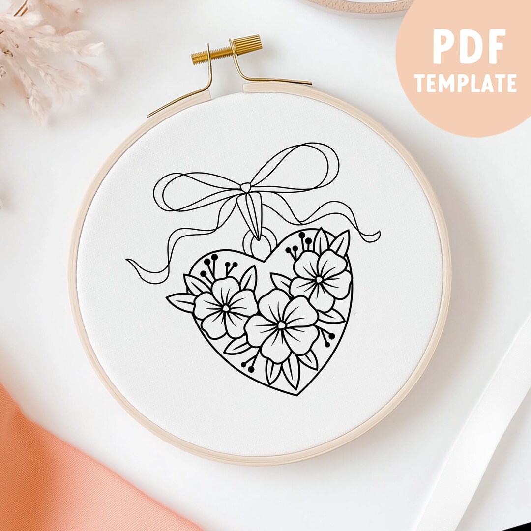 Romantic Locket Embroidery Pattern, Delicate Flower Stitching, Hand Embroidery Design,diy Gift ...