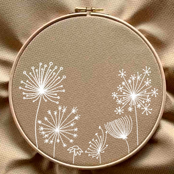 Wildflower hand embroidery pattern Wildflowers dandelion | Etsy