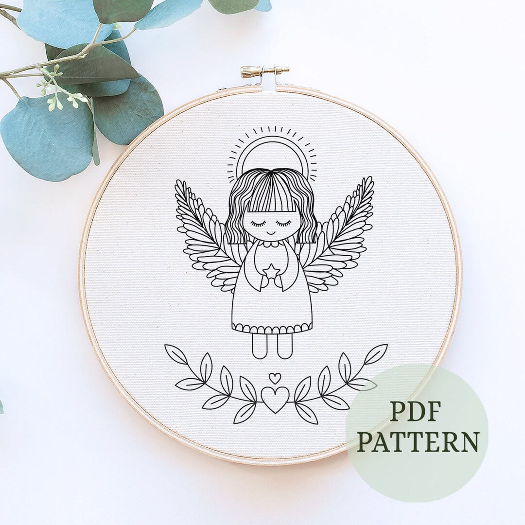 Christmas Angel Hand Embroidery Pattern: Holiday Decor, Festive Craft ...
