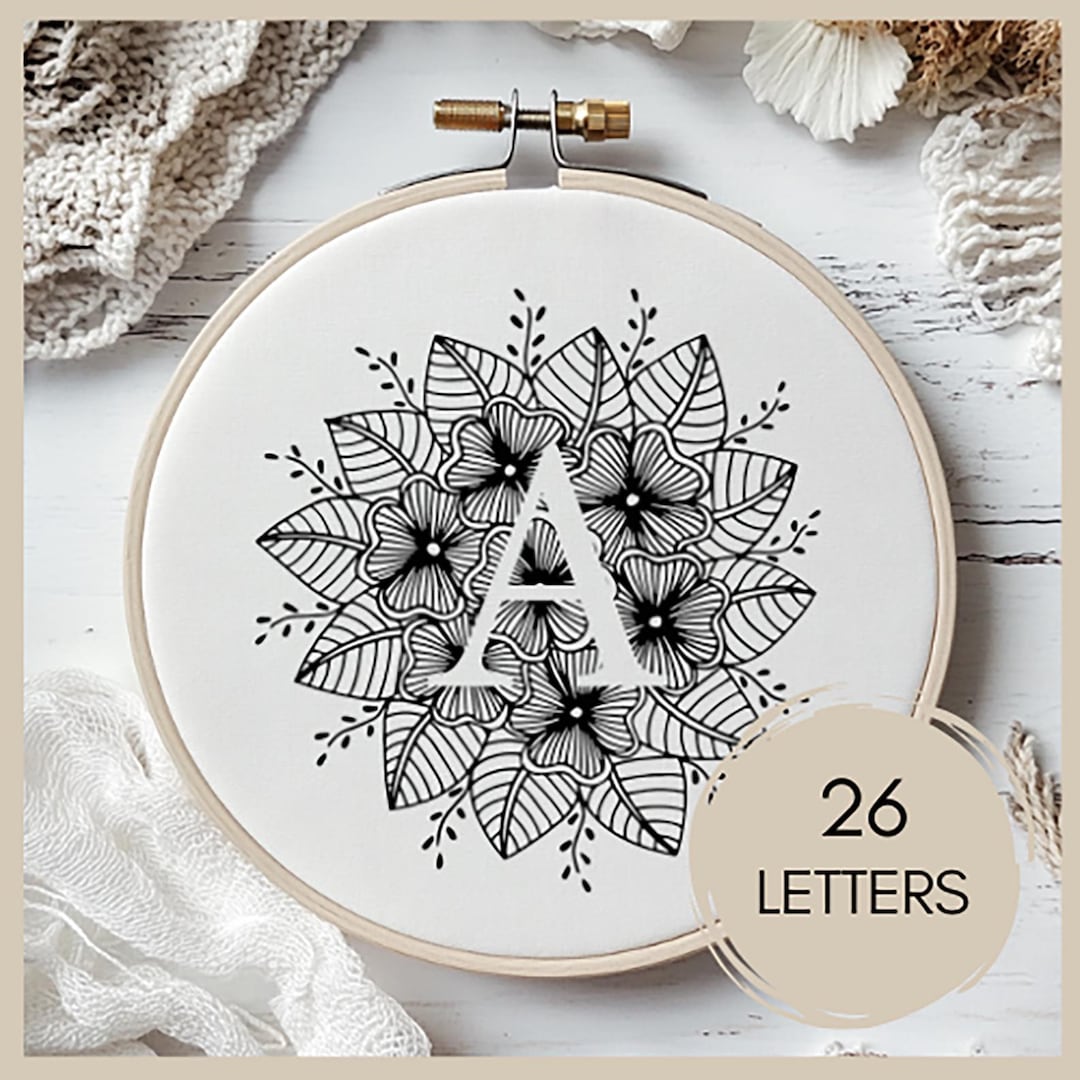 Alphabet Monogram, Hand Embroidery Pattern Pdf, Sun and Moon Design ...