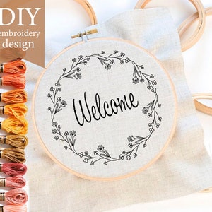 Welcome Embroidery Pattern: Beginner Floral Design (PDF Pattern) - Etsy