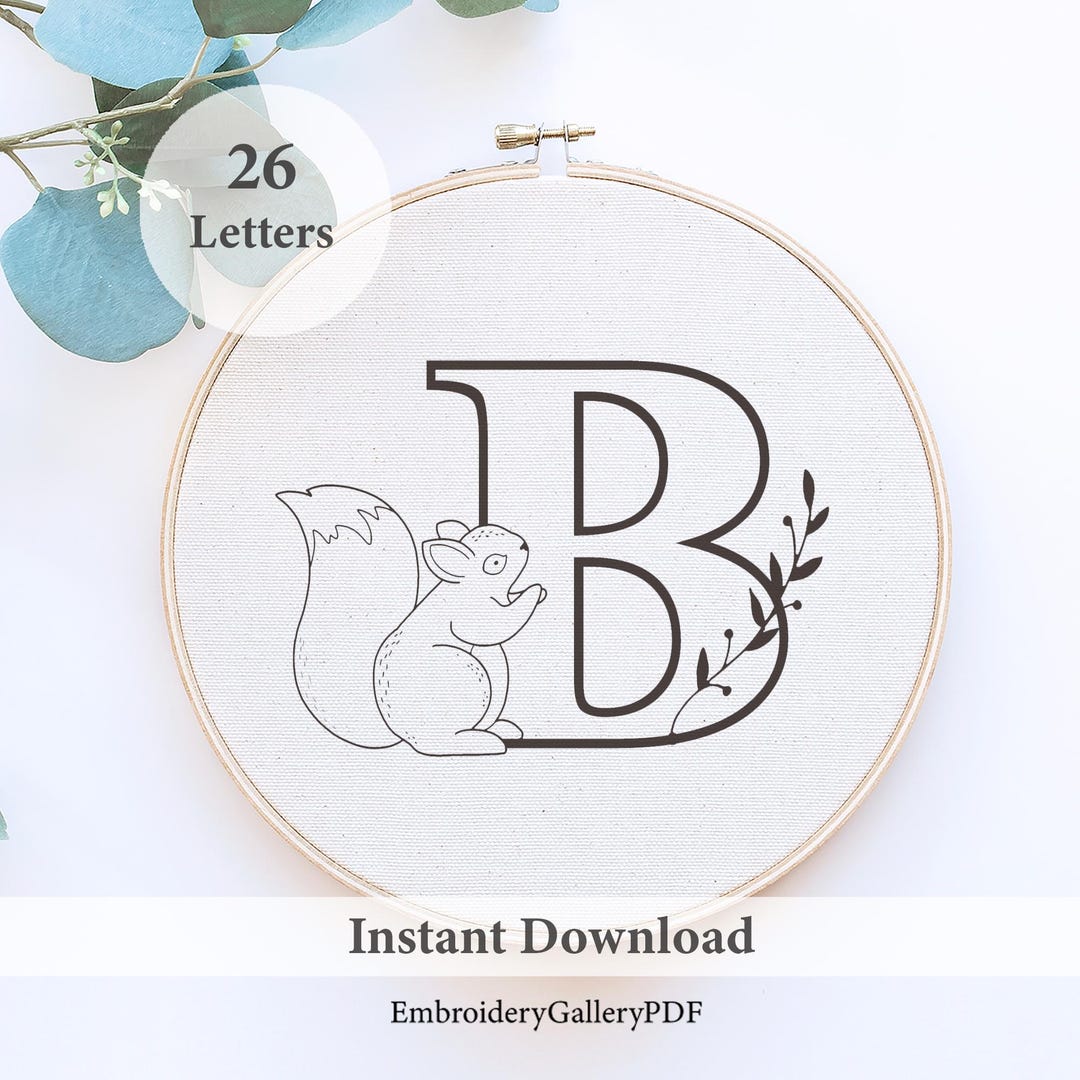Forest Animal Alphabet Hand Embroidery Pattern (digital Download) - Etsy