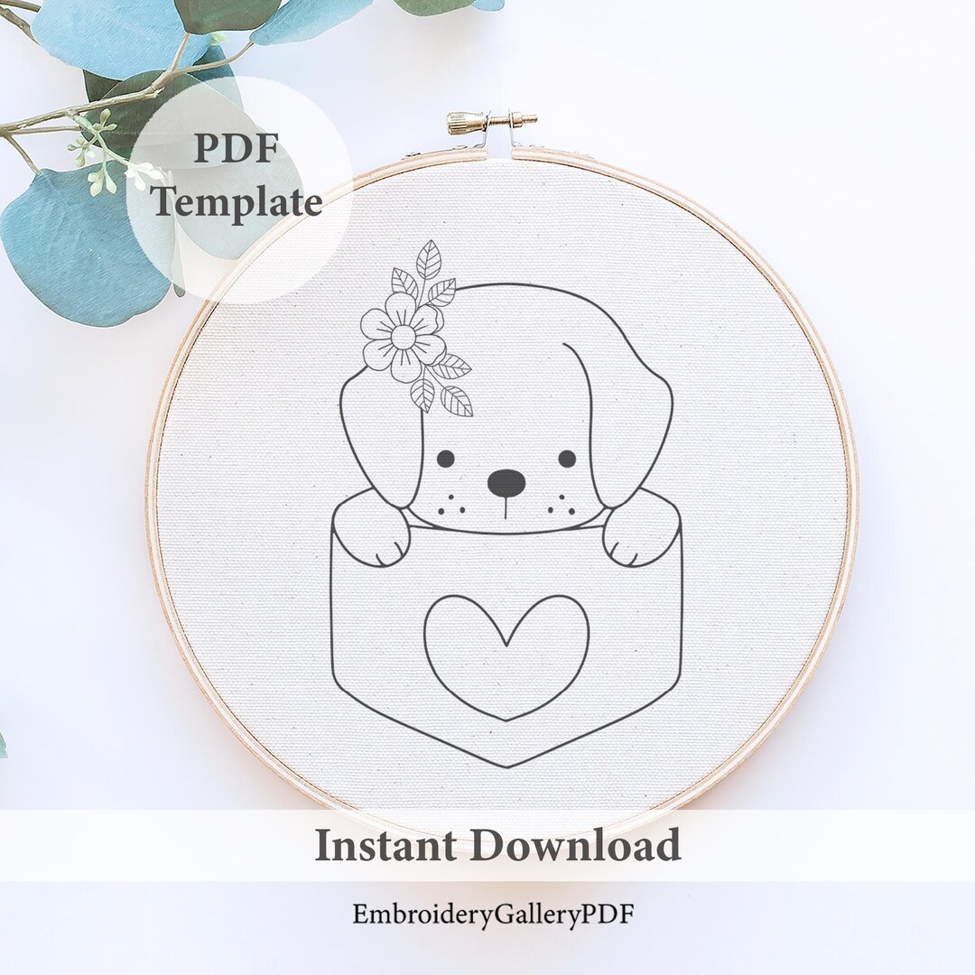 Adorable Pet, Floral Embroidery Pattern, Embroidery PDF, Embroidery ...