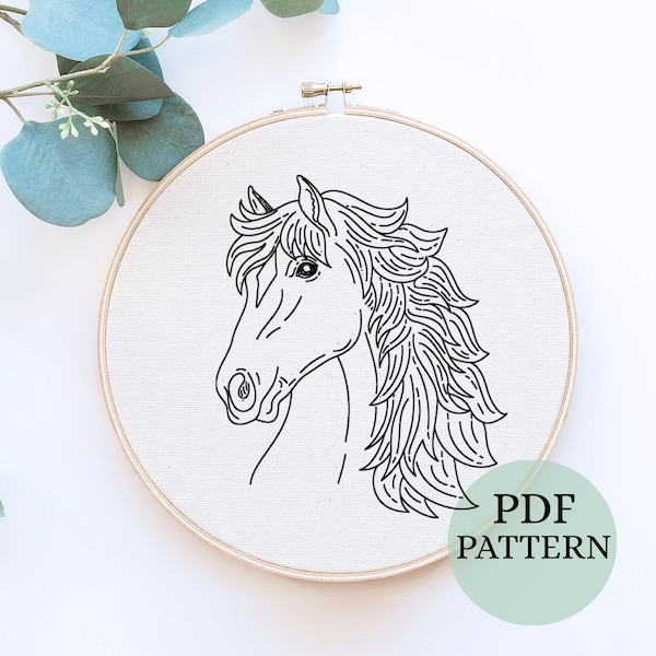 Horse Hand Embroidery Pattern - Etsy
