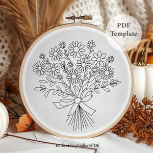 Daisies Bouquet Embroidery Pattern: DIY Floral Art (PDF Pattern) - Etsy