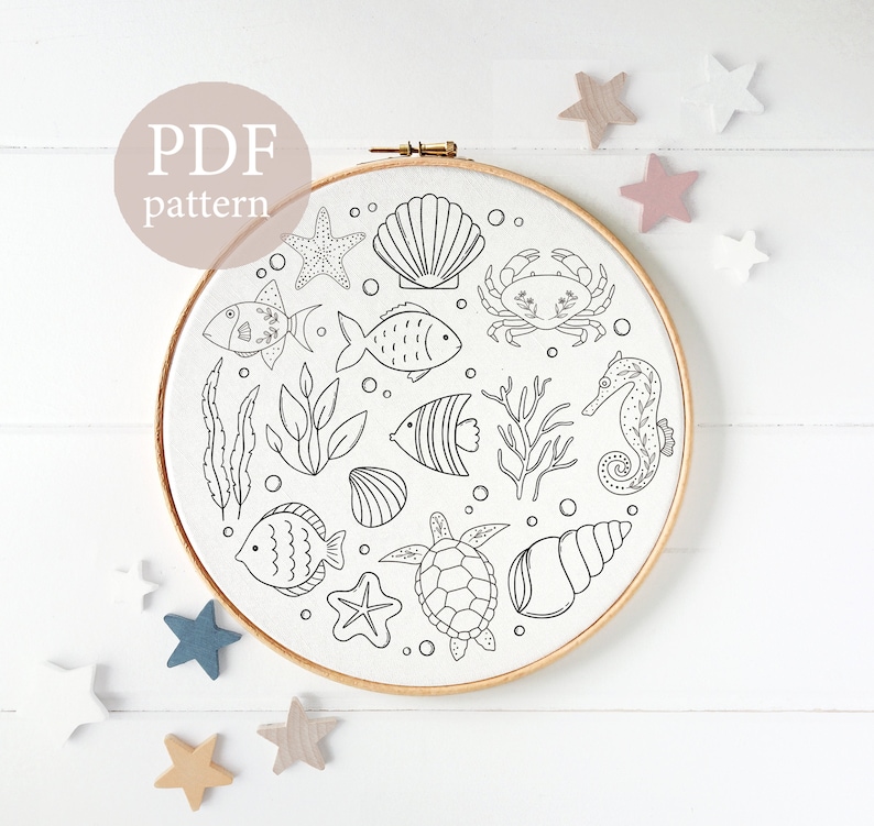 Shoal Hand Embroidery Pattern Fish Hand Embroidery Patterns - Etsy