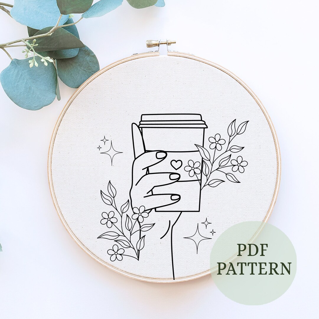 Coffee Company Hand Embroidery Pattern,coffee Embroidery, Beginner ...