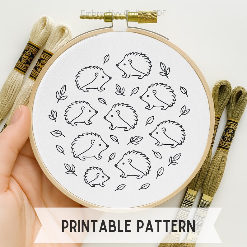 Hedgehogs Hand Embroidery Pattern: Woodland Animals, Instant Download ...