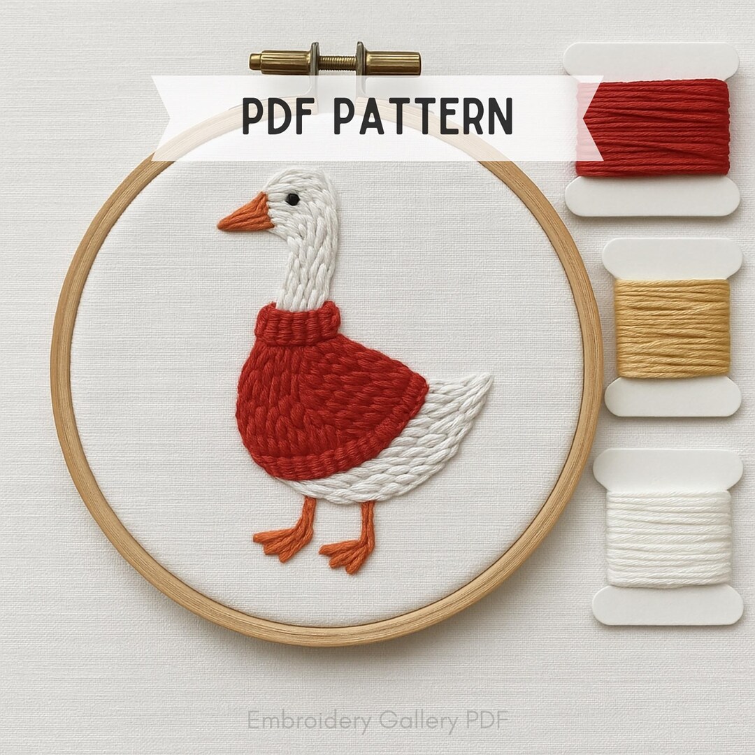 Christmas Goose Embroidery PDF Pattern, Hand Embroidery Template ...