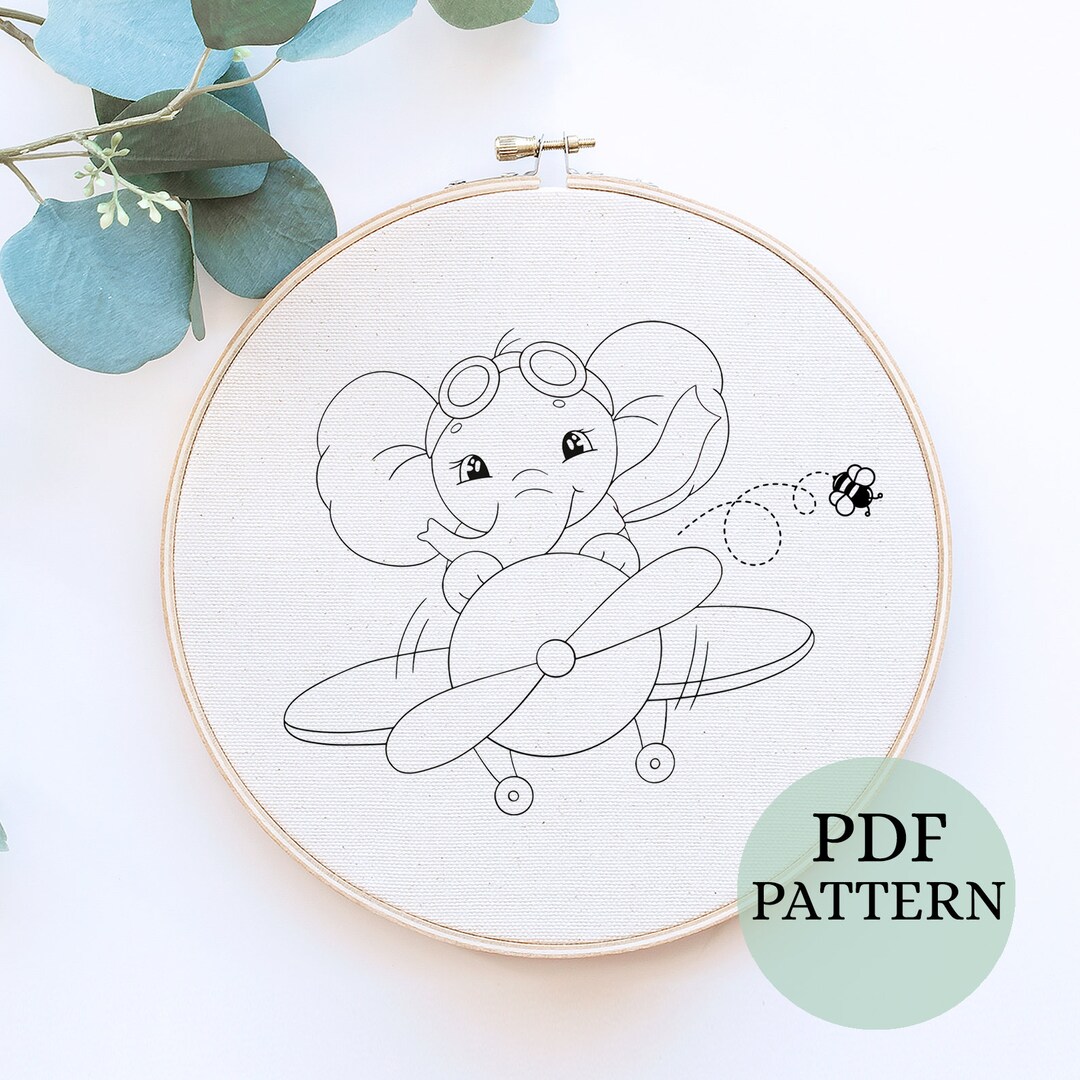 Elephant Hand Embroidery Pattern: DIY Needlework Design (PDF Pattern ...