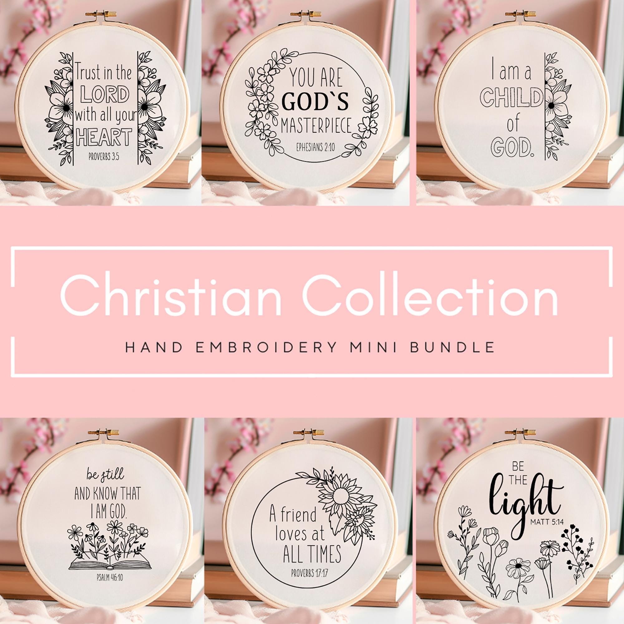 Christian Embroidery Pattern Bundle: Bible Verse Designs, Slow Craft ...