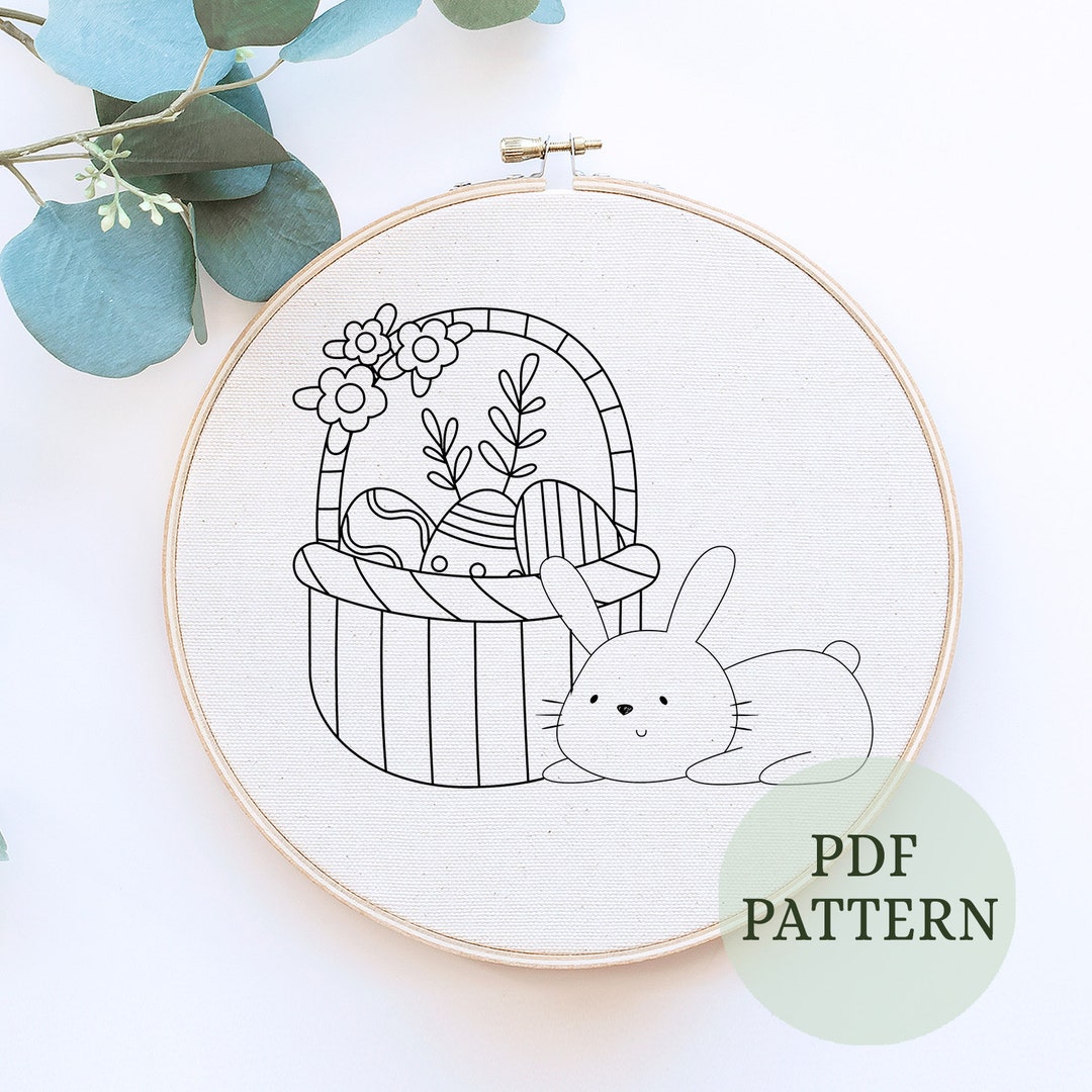 Easter Bunny Embroidery Pattern Over the Garden Gate Rabbit - Etsy