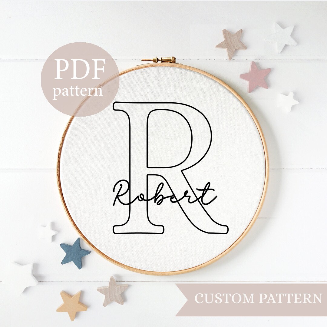 Initial Letter Embroidery, Alphabet Letter, Nursery Decor, Hand ...